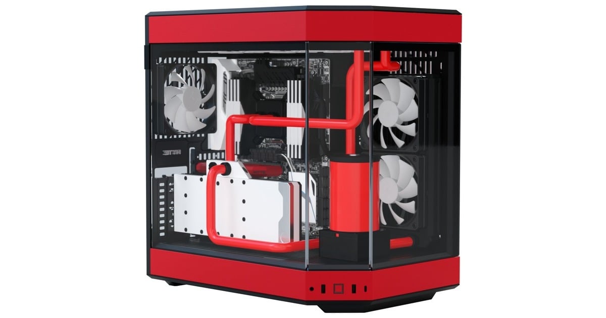 HYTE Y60, Tower-Gehäuse rot/schwarz, Tempered Glass